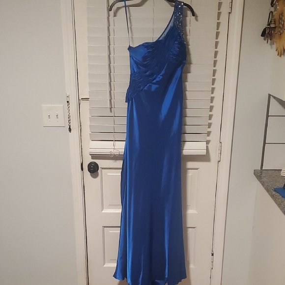 Dave & Johnny | Dresses | Dave Johnny Vibrant Blue One Shoulder Formal ...